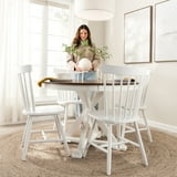 Bush Furniture West End 45W Round Trestle Dining Table with 4 High Back ...
