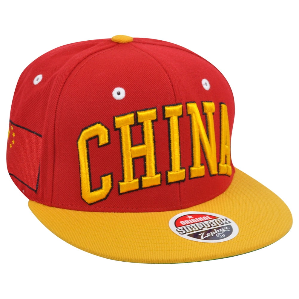Zephyr China Country Flag Super Star Adjustable Snap Back Two Tone Red ...
