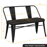 Alden Design Industrial Metal Dining Bench with Removable Backrest ...