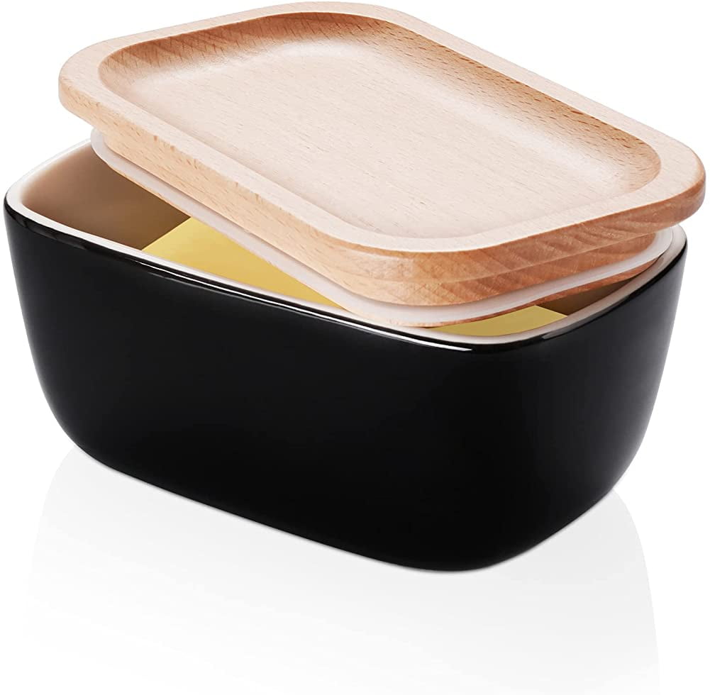 ALmi Porcelain Butter Dish with Lid for Countertop - Covered Butter ...