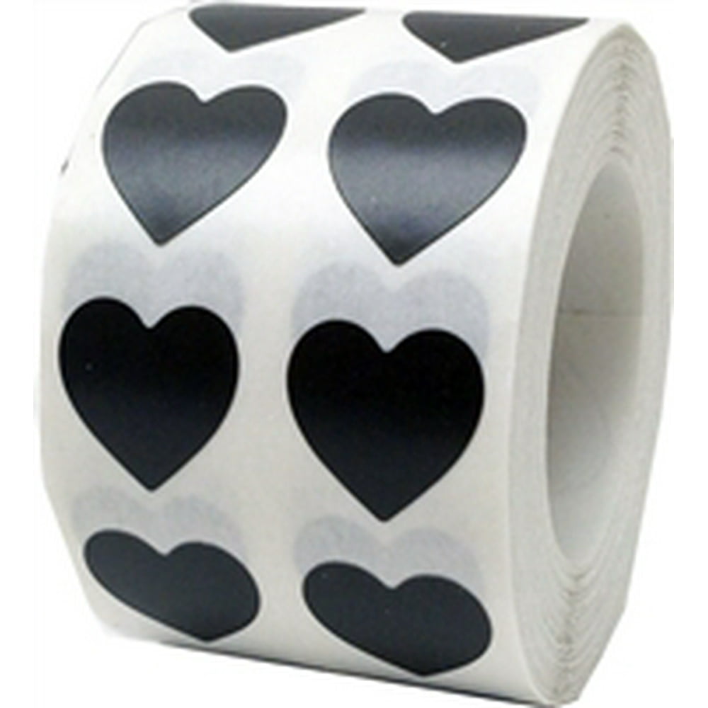 Black Heart Stickers | 0.5" Inch Wide | 1,000 Pack - Walmart.com ...