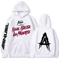 Autumn Fleece Men's Hoodies Anuel AA Real Hasta La Muerte Print ...