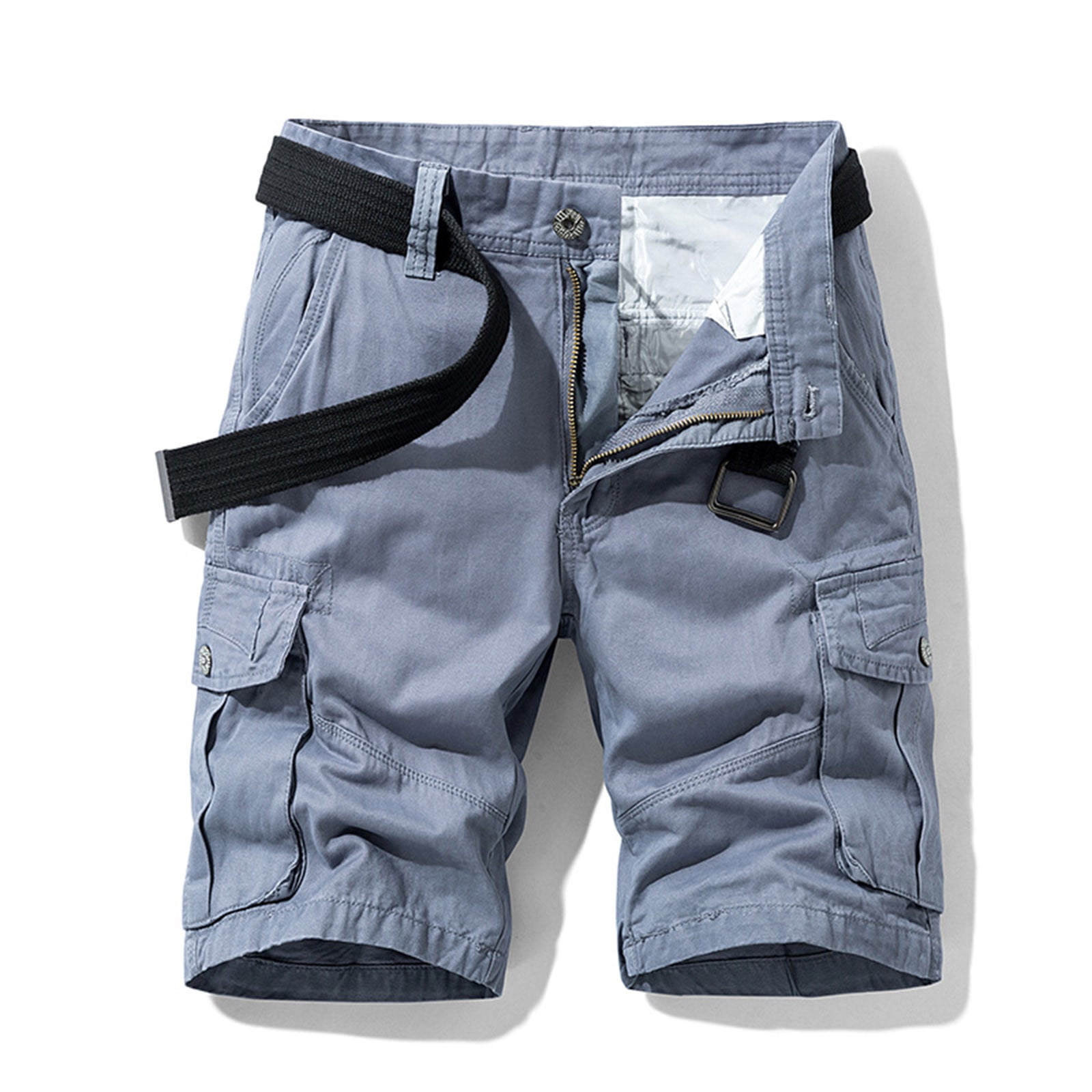 PBNBP Men Cargo Shorts with Multi Pocket,Casual Solid Belted Shorts ...