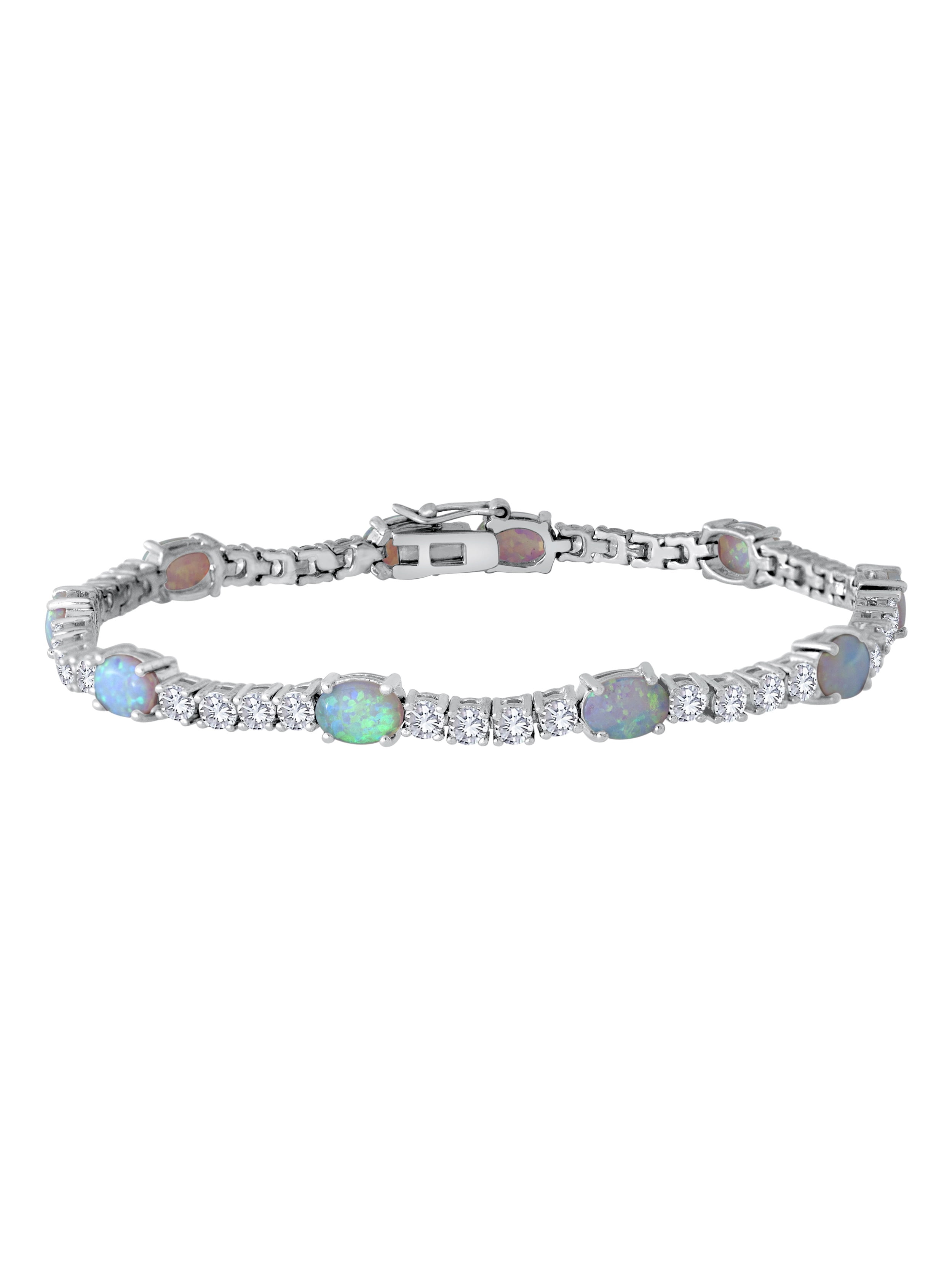 Brilliance Fine Jewelry Lab Created Ruby And Cz Silver Tone Tennis