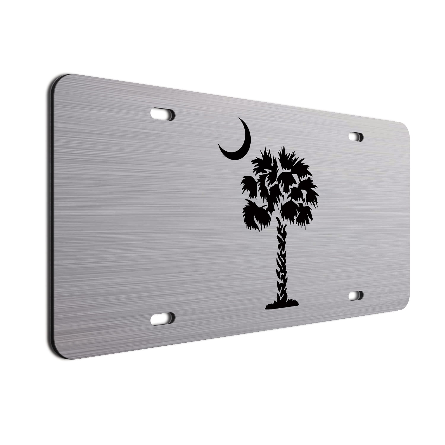 Black Palm Tree Crescent Moon Brushed Aluminum ACM License Plate South ...
