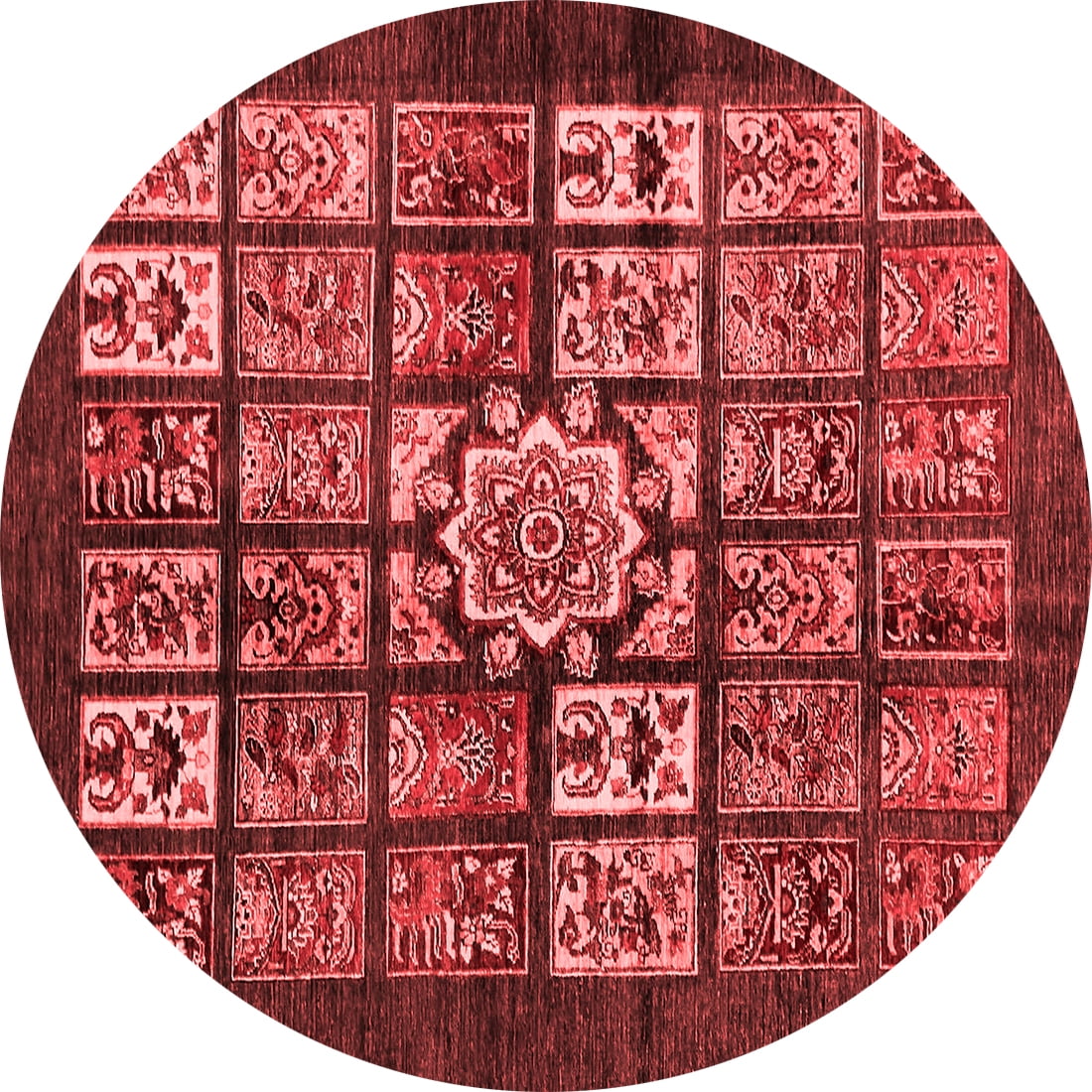 Ahgly Company Indoor Round Abstract Red Modern Area Rugs, 8' Round ...