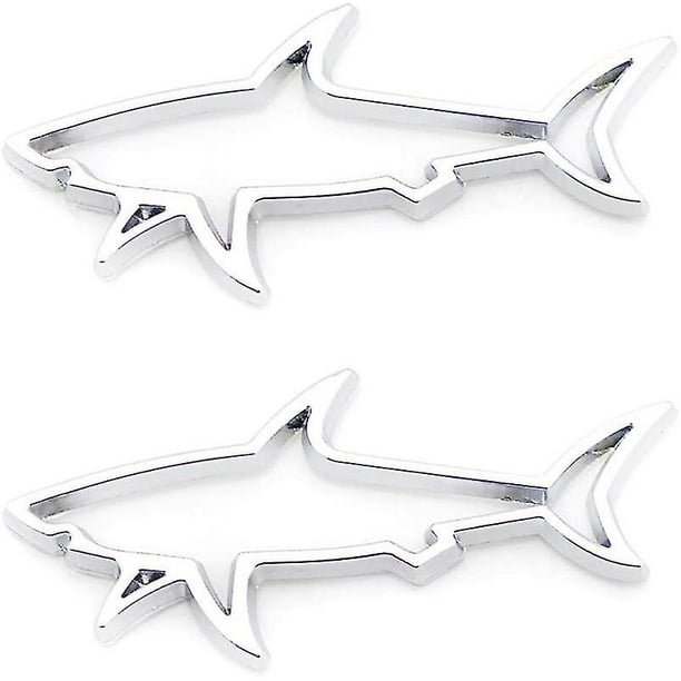 2pc Hollow Fish Shark Emblem Premium Car Badge Sticker Fender Boot ...