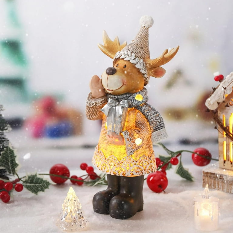 Christmas Moose Statue Snow White Christmas Moose Greeting Card By