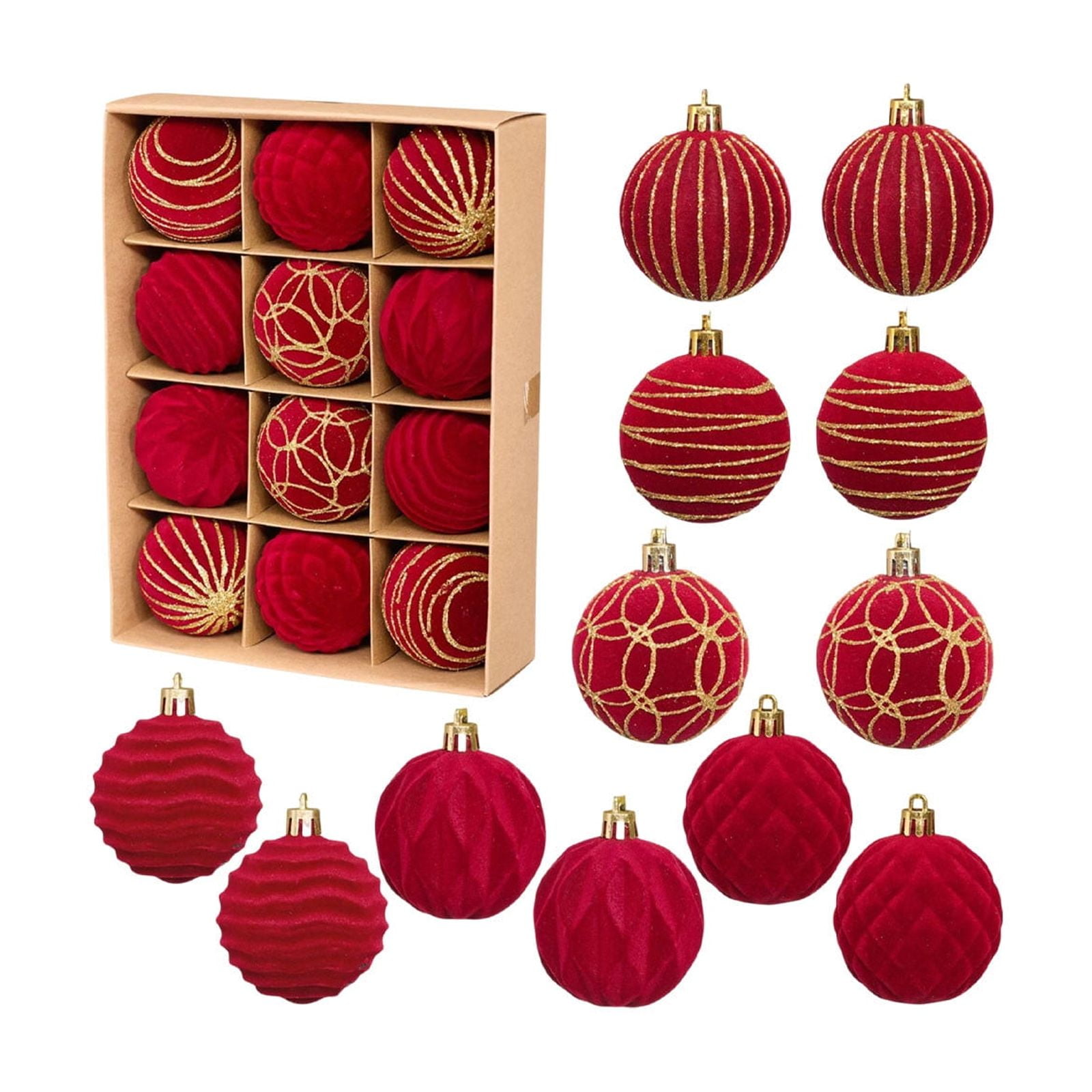 Click here for Staron Velvet Christmas Tree Ornaments  Red  12 Co... prices