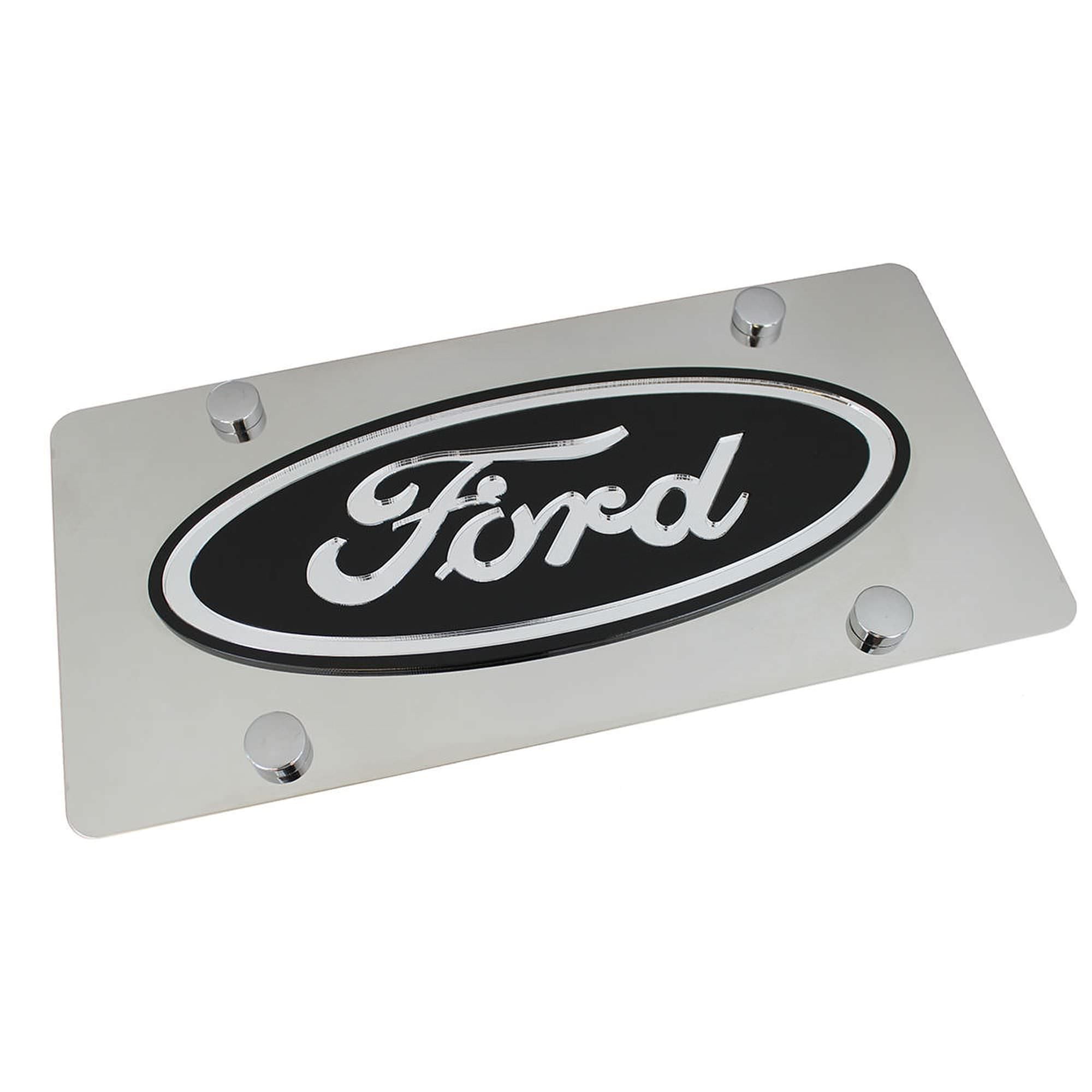 Ford Logo License Plate (Black on Chrome) - Walmart.com