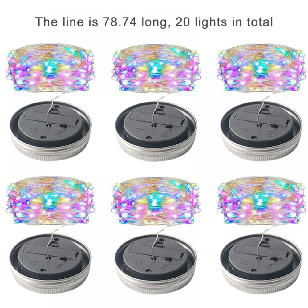 Crowdstage 6 Pack Upgraded Solar Mason Jar Lid Lights, 20 LED Fairy ...