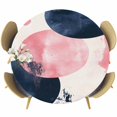 Bohemian Minimalist Color Block Round Fitted Tablecloth with Elastic ...