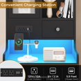 Afuhokles Bedroom Nightstand with Powered USB Plugs, 4 Drawers, LED ...