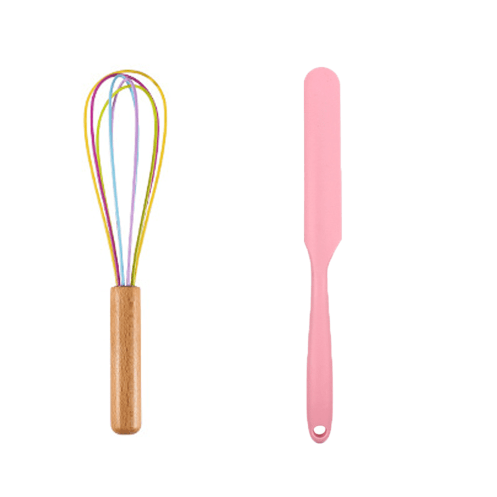 2 Piece Mini Kitchen Utensil Set- Silicone Kitchen Tools with wood ...
