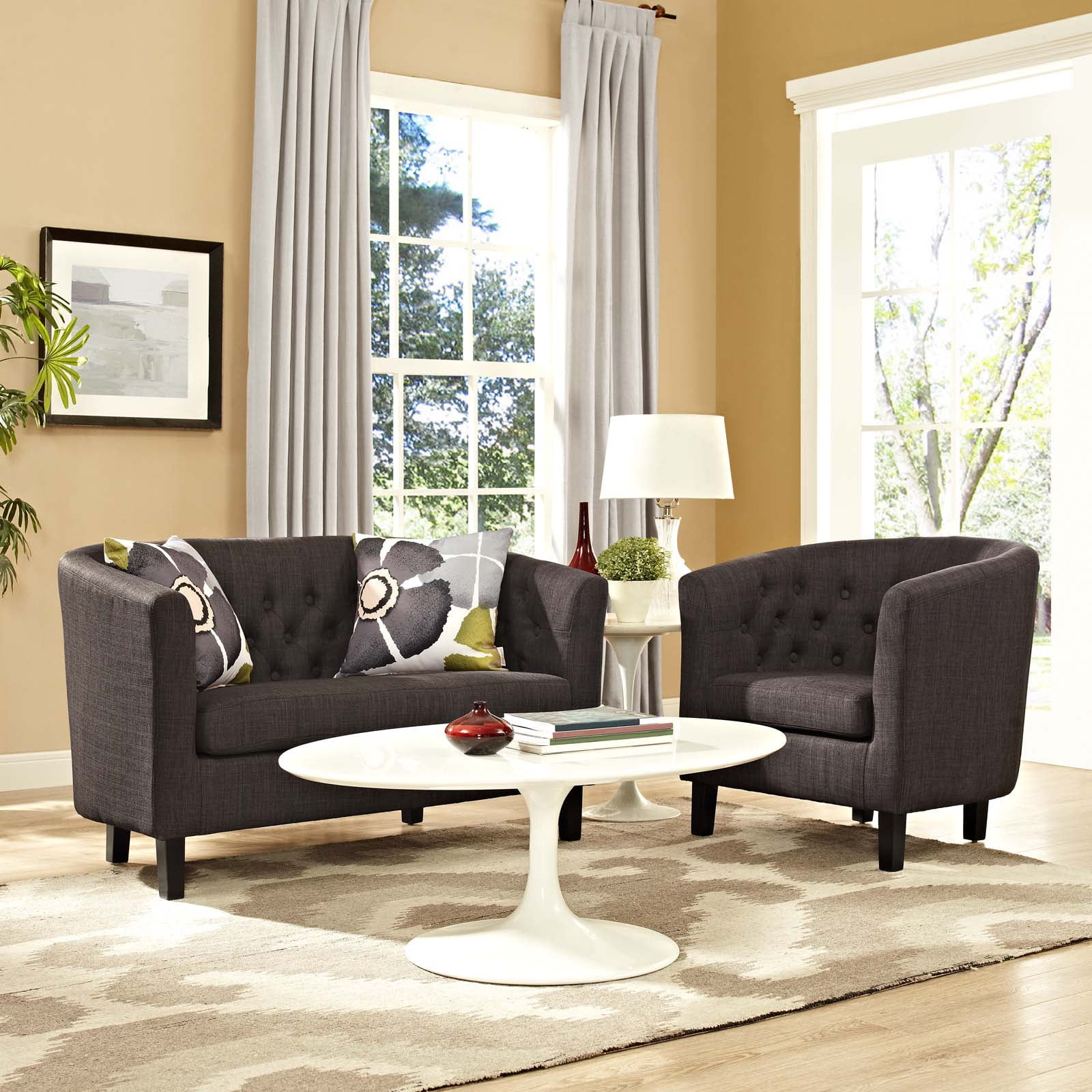 Modway Prospect 2 Piece Upholstered Fabric Loveseat and Armchair Set ...
