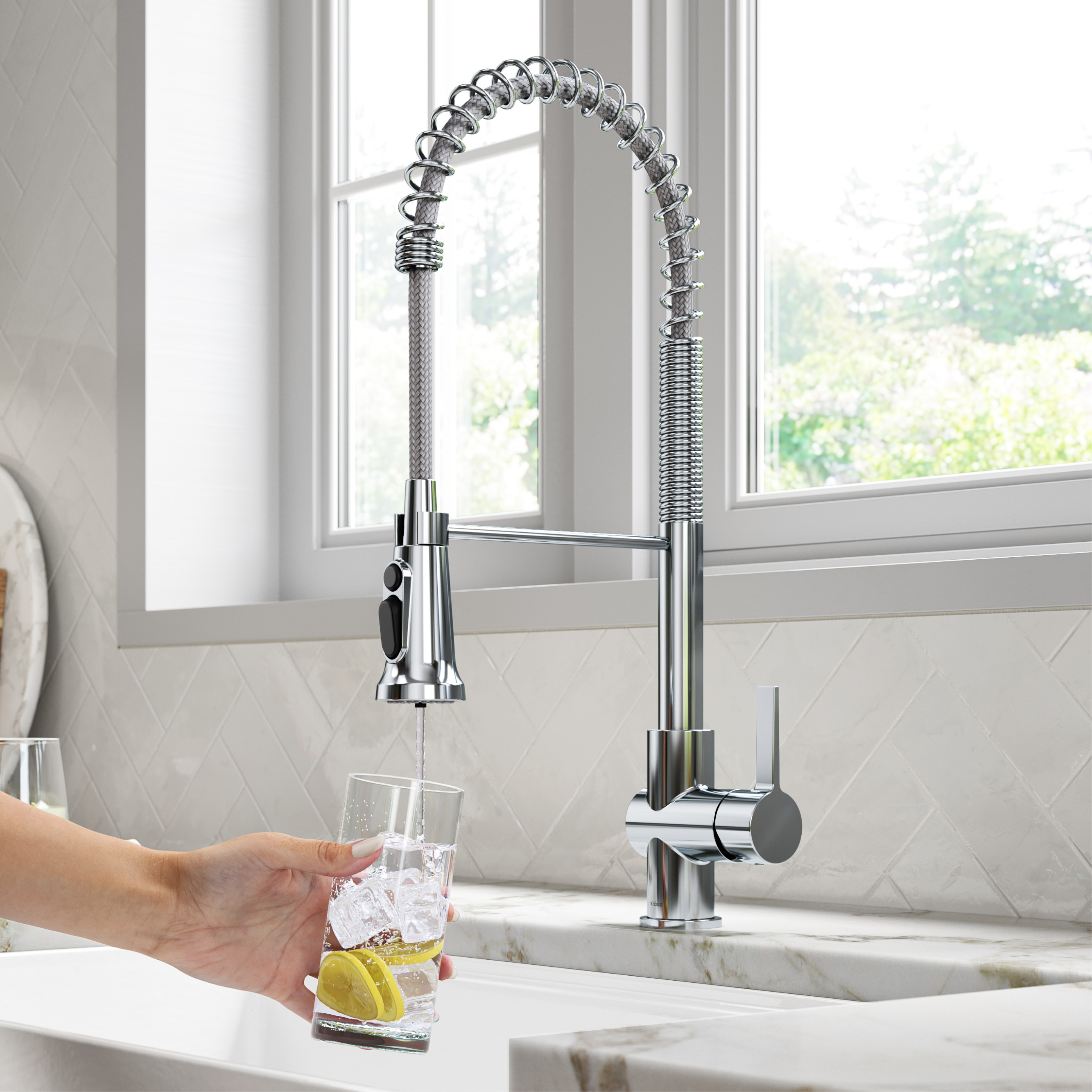 Kraus Britt 2 in 1 Commercial Style Pull Down Single Handle Water Kraus Britt 2 in 1 Commercial Style Pull Down Single Handle Water