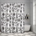 Bathroom Shower Curtain Retro Nautical Anchor Lighthouse Waterproof ...