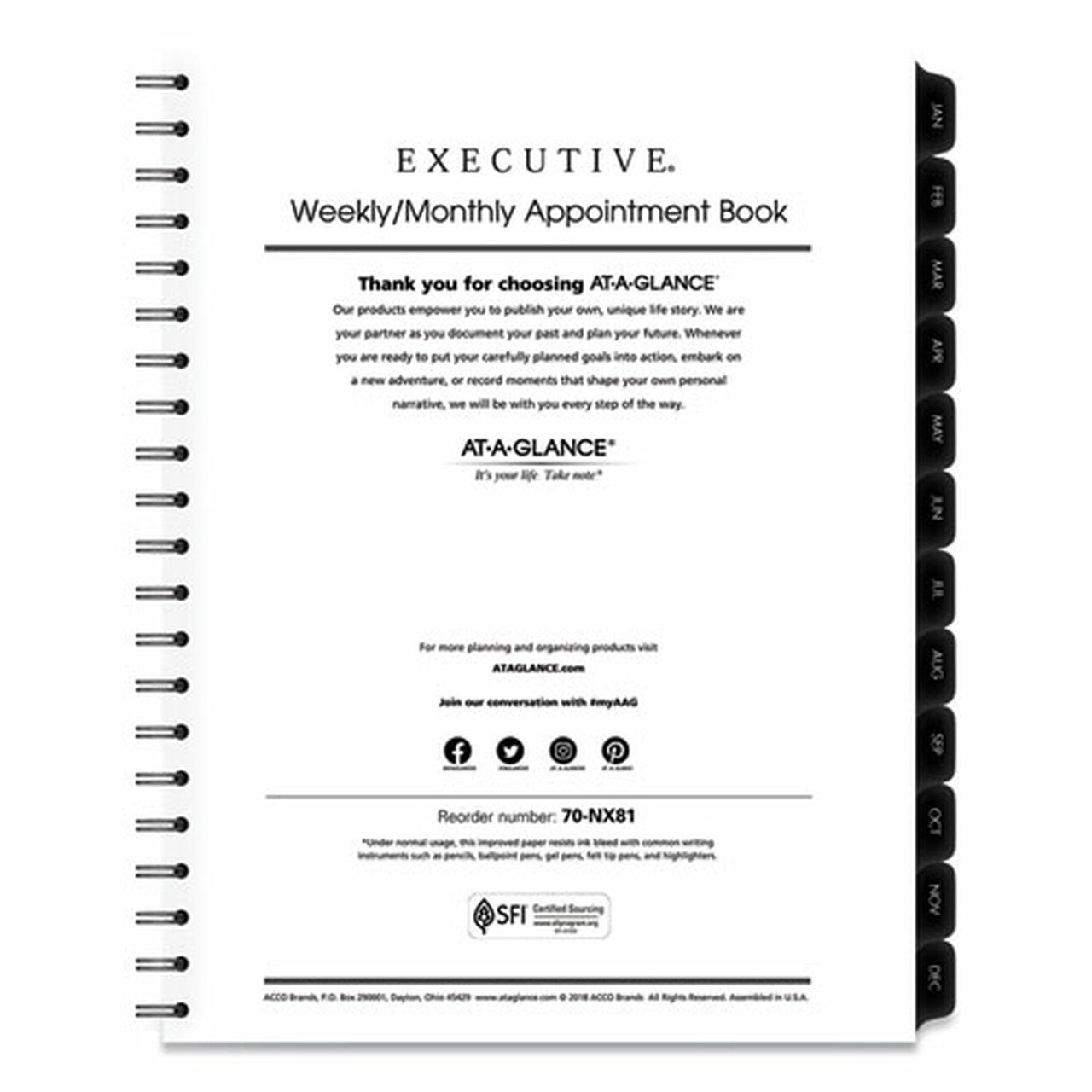 AT-A-GLANCE-1PK At-A-Glance Executive Weekly/Monthly Planner Refill, 15 ...