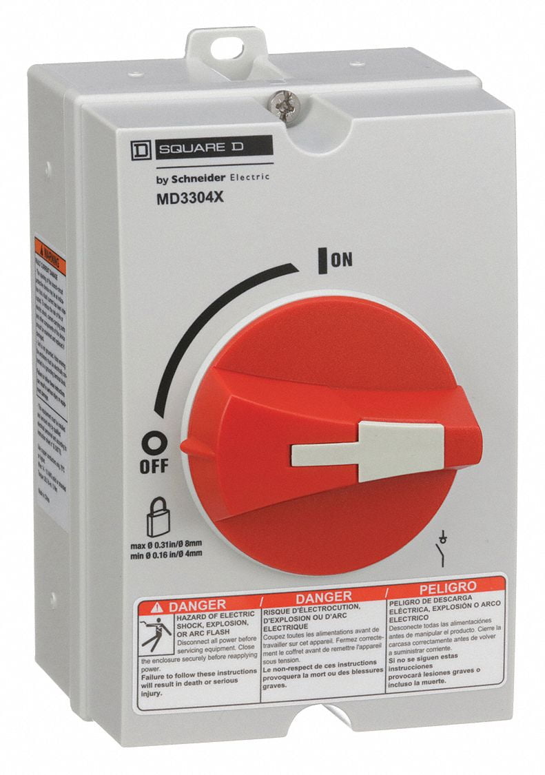 Square D Disconnect Switch,30A,600VAC,3PH MD3304X - Walmart.com