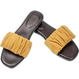 Womens Ruched Fabric Slide Sandals Open Toe Flat Sandals with Heel ...