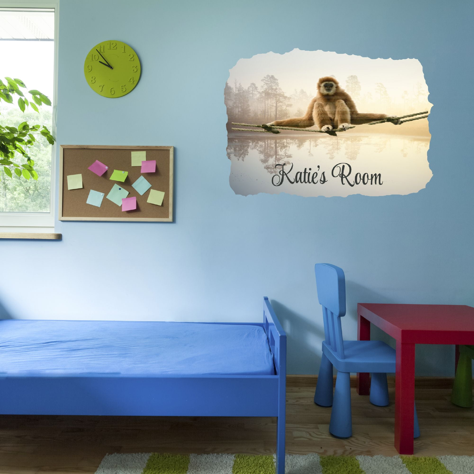 Personalized Watercolor Decal Living Room Wall Decal for Family Gibbon ...