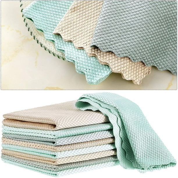 HTAIGUO 15 Pieces Reusable Household Cleaning Rag Fish Scale Design ...