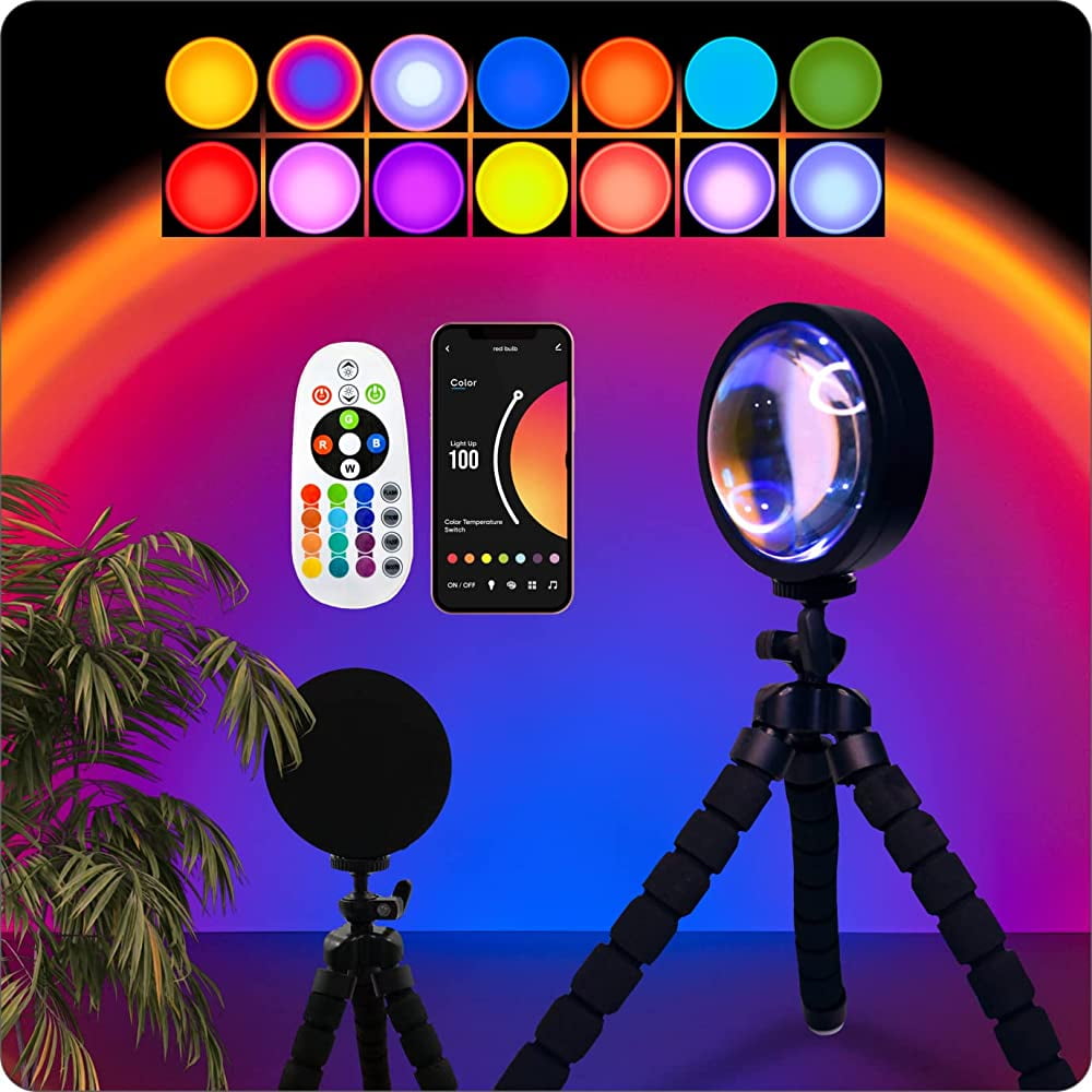 Sunlight Sunset Projection Lamp, 16 Colors LED Lights Tripod with ...