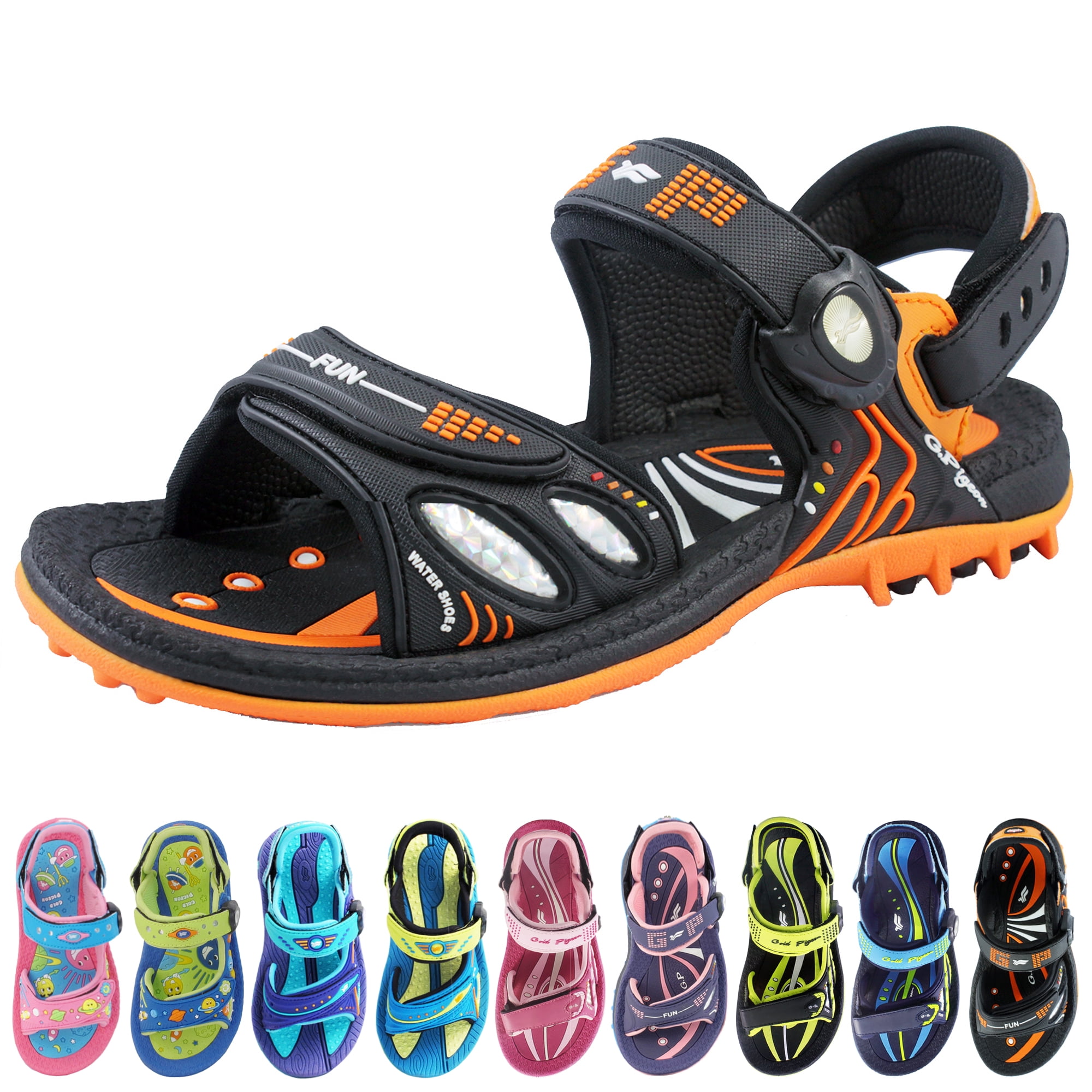 GP Kids Signature SNAP LOCK Sandals: 7620 Black Orange, EU34 (Size ...