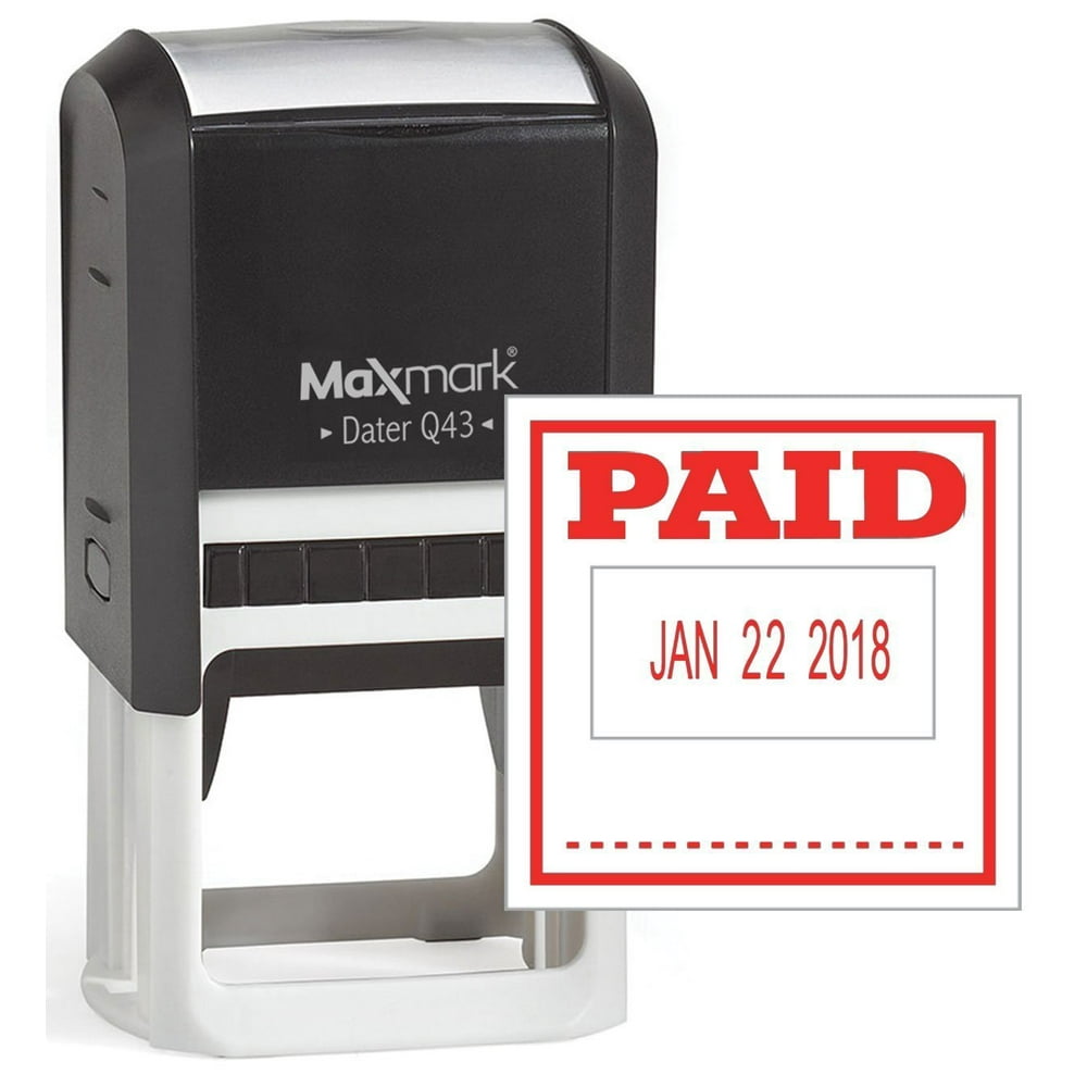 MaxMark Q43 (Large Size) Date Stamp with "PAID" Self Inking Stamp - Red ...