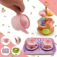 Kids Pretend Tea Set with Serving Plates, Cups, Cake Stand, Play Food ...