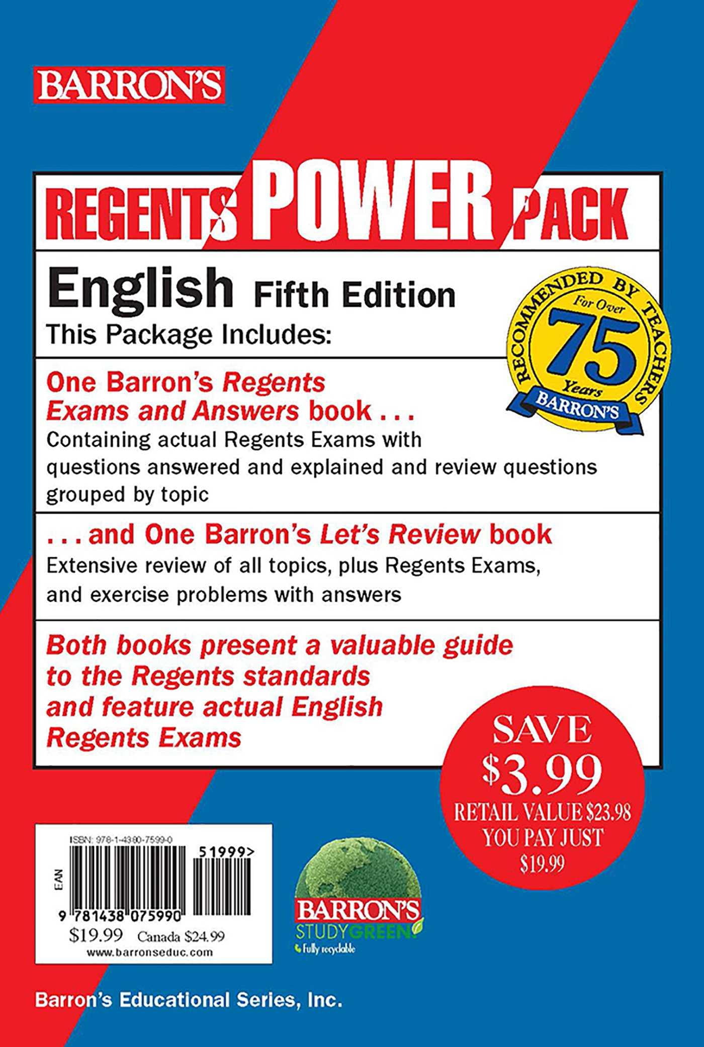 Barron's Regents NY: Regents English Power Pack : Let's Review English ...