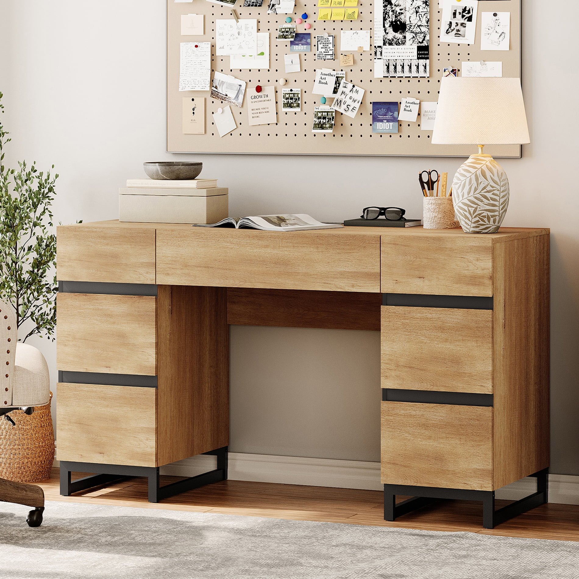 Click here for Wampat 59 Inch Executive Desk  Modern Wood Compute... prices