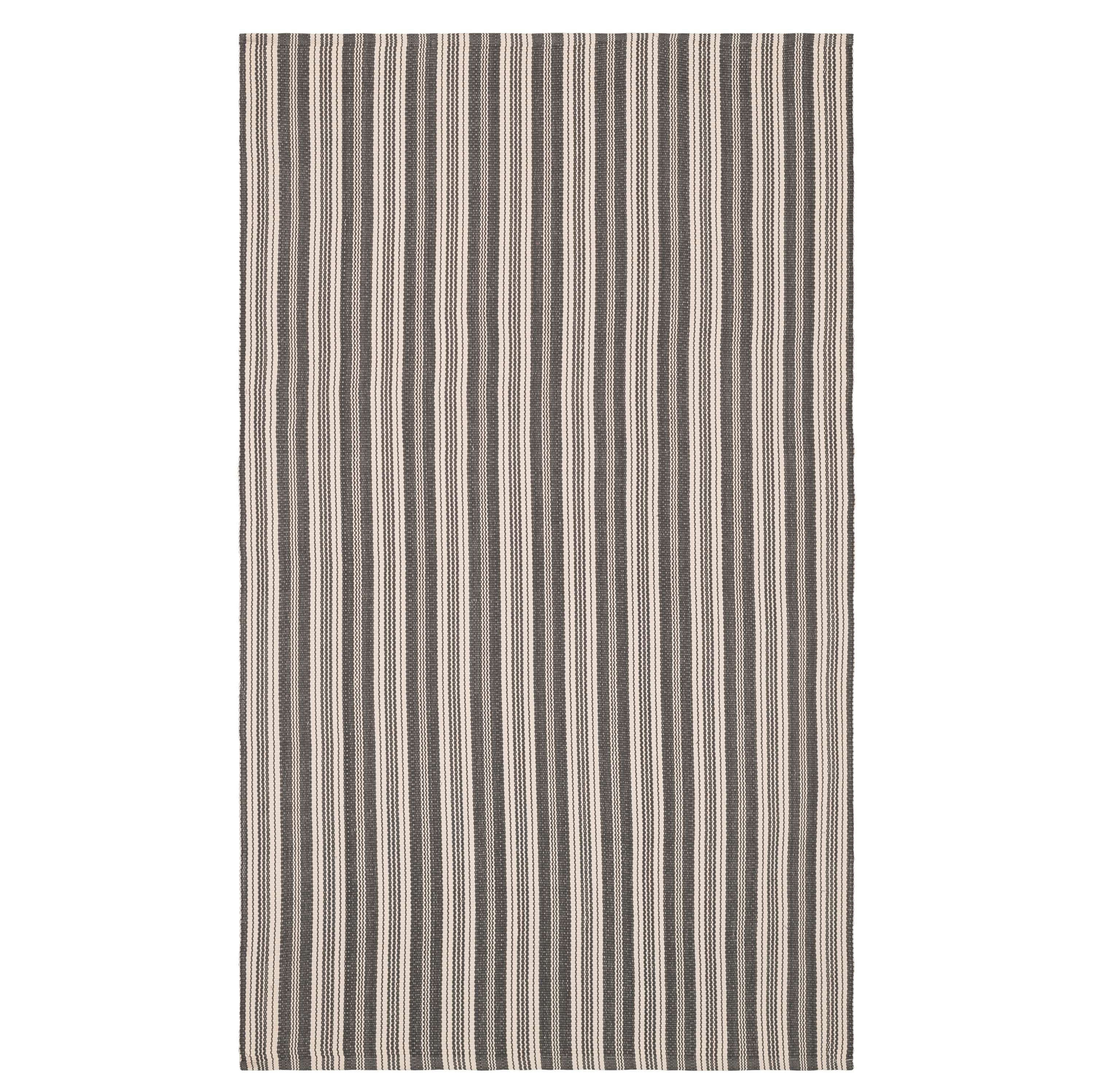 Ticking Stripe Grey/Ivory Handwoven Indoor/Outdoor Rug, 4' x 6 ...