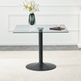 38.5" Square Glass Dining Table, Modern Minimalist with Metal Single ...