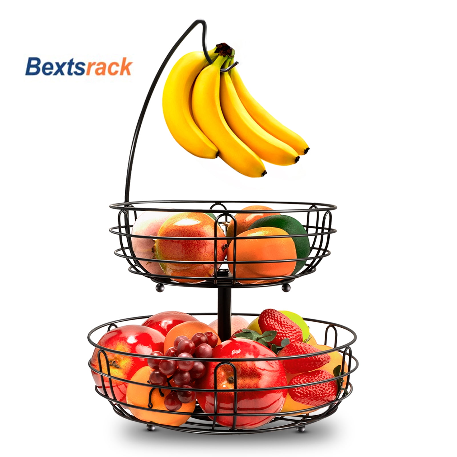 Bextsrack 2-Tier Countertop Fruit Baskets with Banana Holder for ...