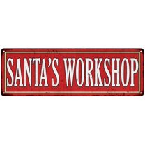 Santa's Workshop Holiday Christmas Metal Sign 6x18 206180065002 ...