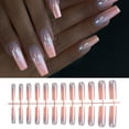 24Pcs French Long Square Set On Acrylic Full Covers Artificial Nails ...