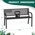 HaiCube Outdoor Bench with American Flag Backrest, Sturdy Cast Iron ...