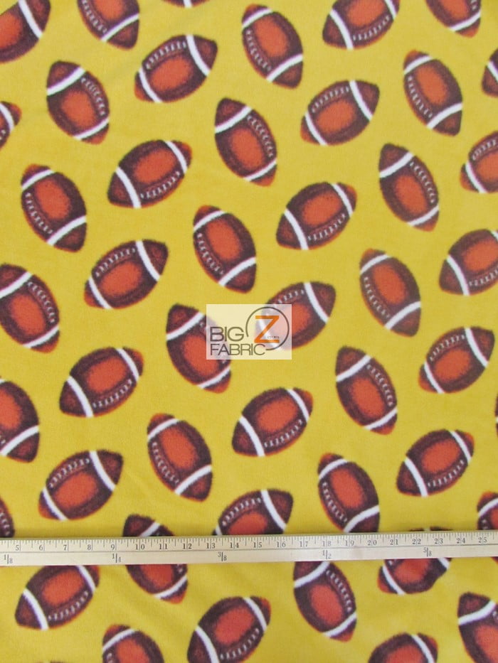 Fleece Printed Fabric Sports Football / Yellow / Sold By The Yard ...