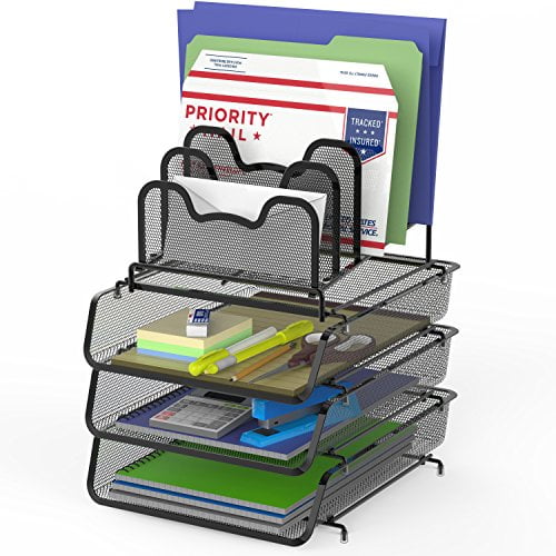 Buy SimpleHouseware 3-Pack Stackable Desk File Document Letter Tray w ...