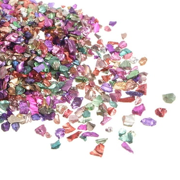 Uxcell 6 Pcs Crushed Glass Chips High Luster Irregular Glass Chips for Nail Arts 1.06 oz Silver ...