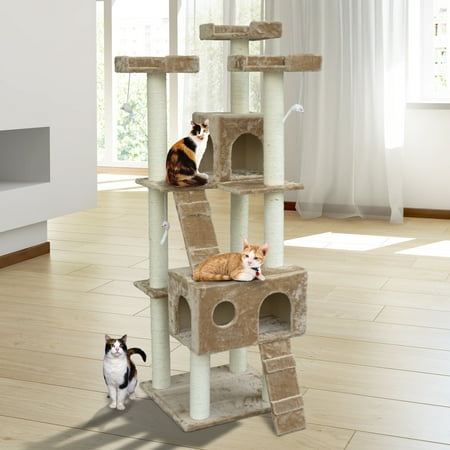 71-Inch Cat Tree Furniture Pet Tower House with Scratch Post and Condo ...