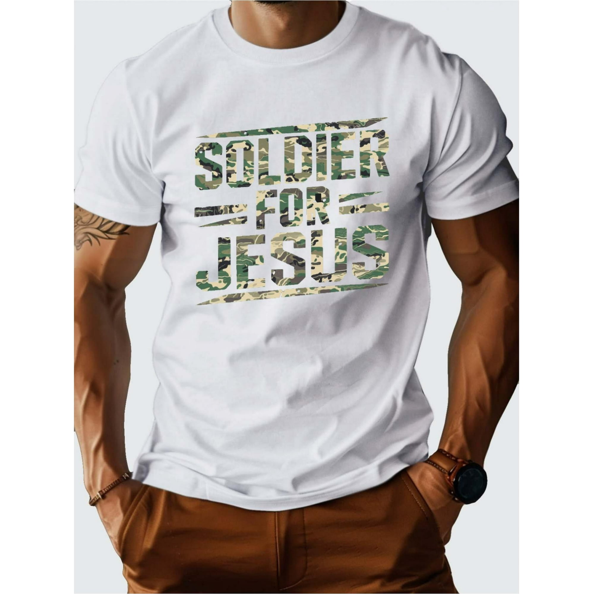 Click here for Generic Soldier For Jesus Cotton Mens T-Shirt Comf... prices