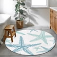 Coastal Blue Starfish Round Area Rugs 3 ft, Nautical Minimalist Ocean ...