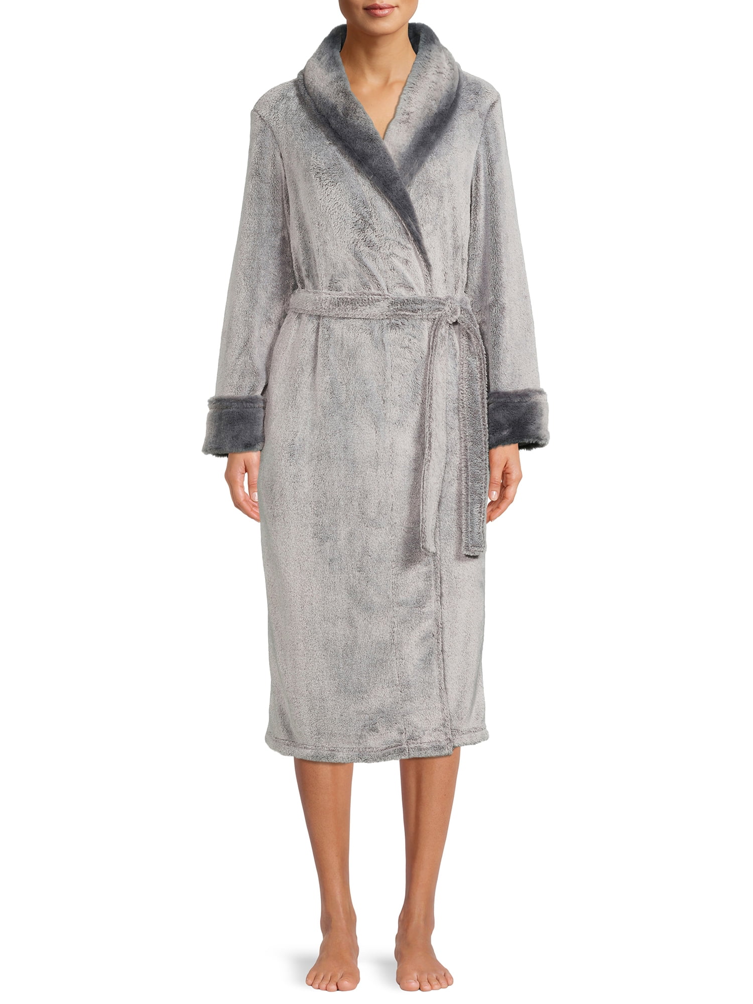 Secret Treasures Women’s and Women’s Plus Super Faux Mink Robe ...