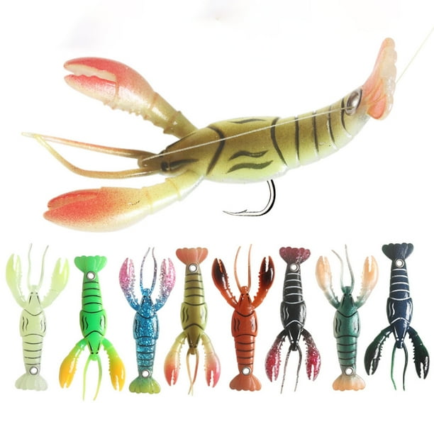 Crawfish Lure 8Pcs 9.5cm 6g Crawfish Lure Soft Crawfish Fishing Lures Artificial Shrimp Bait For ...