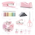 LANZOELIFE Pink Office Supplies Set, 7 Pcs with Stapler, Tape Dispenser ...