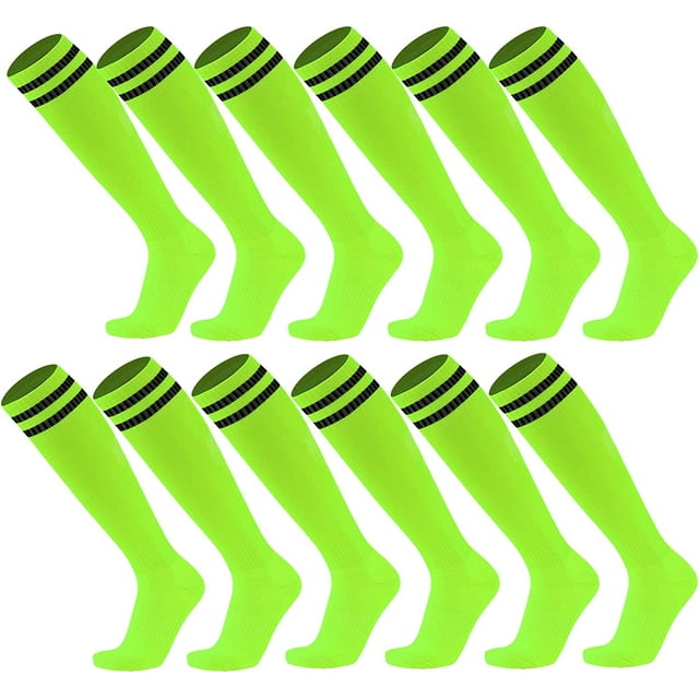 Ultrafun 6 Pairs Soccer Socks Color Stretchy Compression Knee High Tube ...