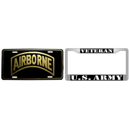 Army License Plate USA U.S. Airborne & Veteran Auto Chrome Frame ...