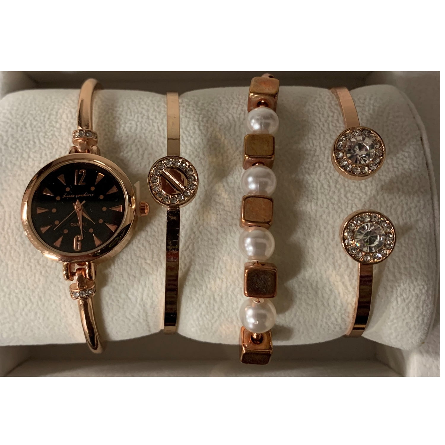 Luis Cardini Rose Gold Bracelet Set of 4 - Walmart.com